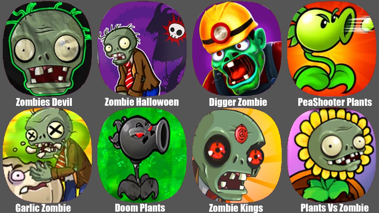 Zombie Devil,Zombie Hallowoen,Digger Zombie,PeaShooter Plants,Garlic ...