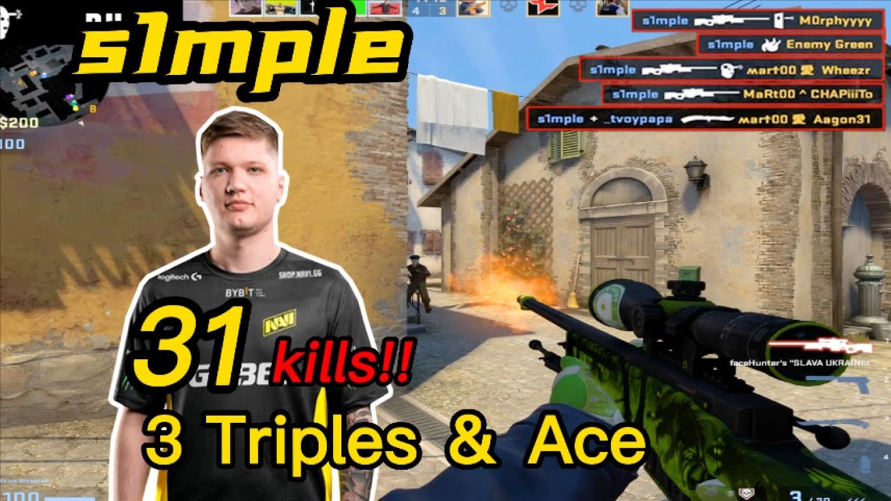 s1mple FACEIT INFERNO POV - 31Kills! - 3 Triples ＆ Ace - CSGO s1mple POV! - YouTube