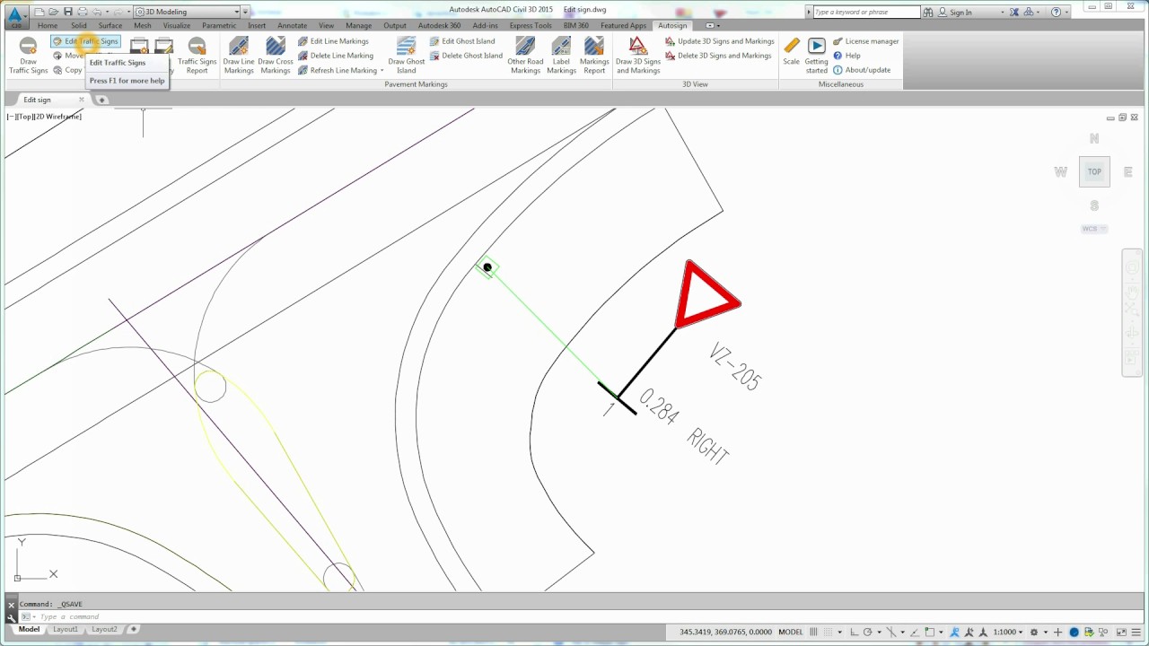 Adding and editing traffic signs using Autosign (add, edit, move ...