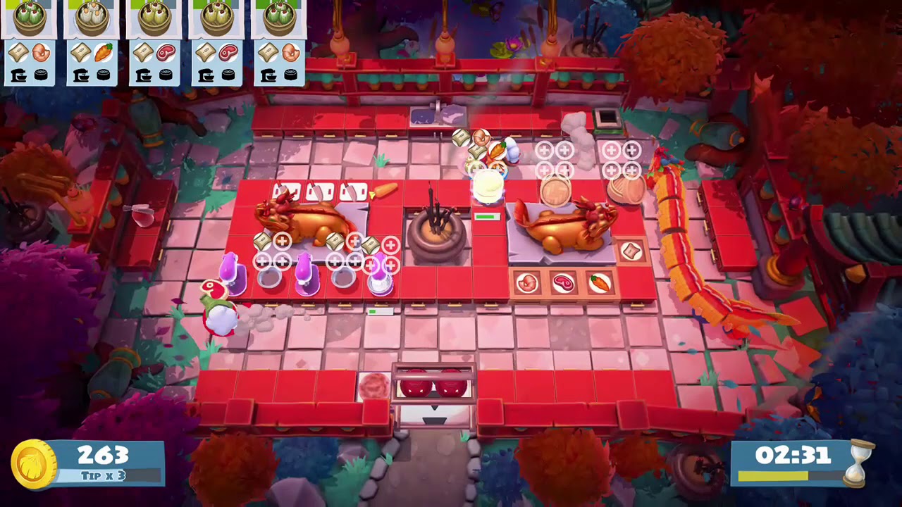 Overcooked 2 Seasonal Content (Chinese New Year) Level 1-3 Gameplay 4 ...
