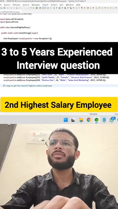 Find the second Highest Salary Employee using stream api | java 8 | java - YouTube