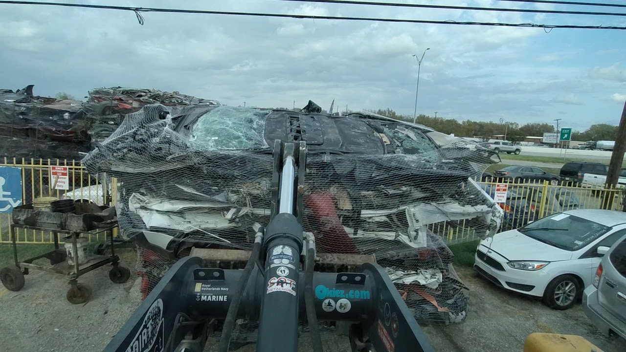 Flatbed Trailer loaded with Crushed Cars - YouTube