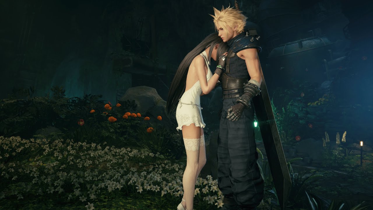 Emotional Tifa Crying in White Lace Dress Scene | FF7 Remake MOD - YouTube