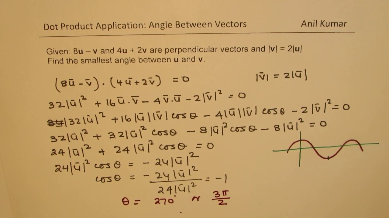 Sum and Difference Perpendicular Vectors Expressions Find Angle MCV4U - EDEXCEL - GCSE - YouTube