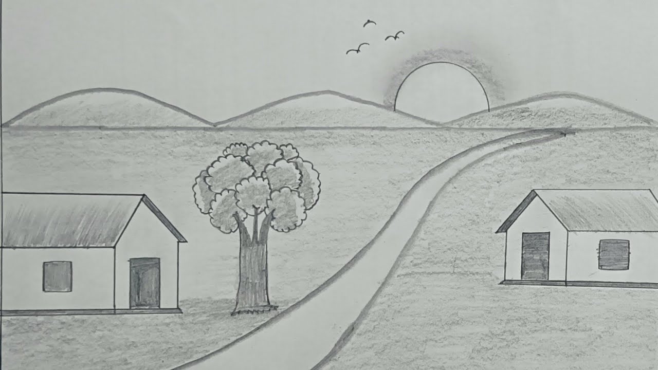 beutiful nature drawing of pencil colour ll amezing drawing of nature ...