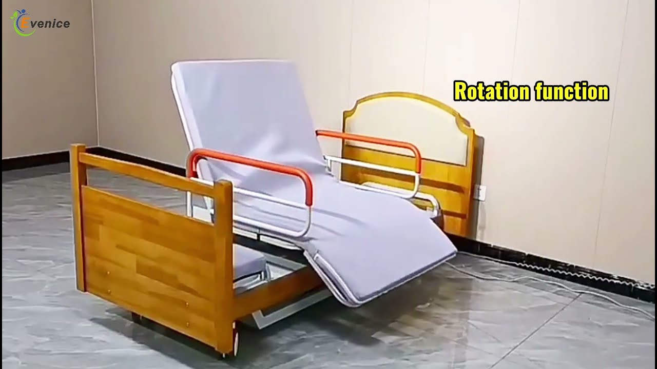 Multi-function Rotation Electric Nursing Bed Wooden - YouTube