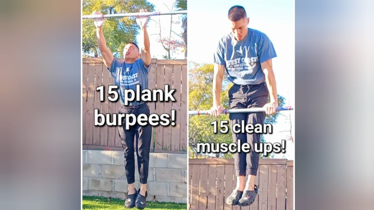 15 plank burpees and 15 clean muscle ups! - YouTube