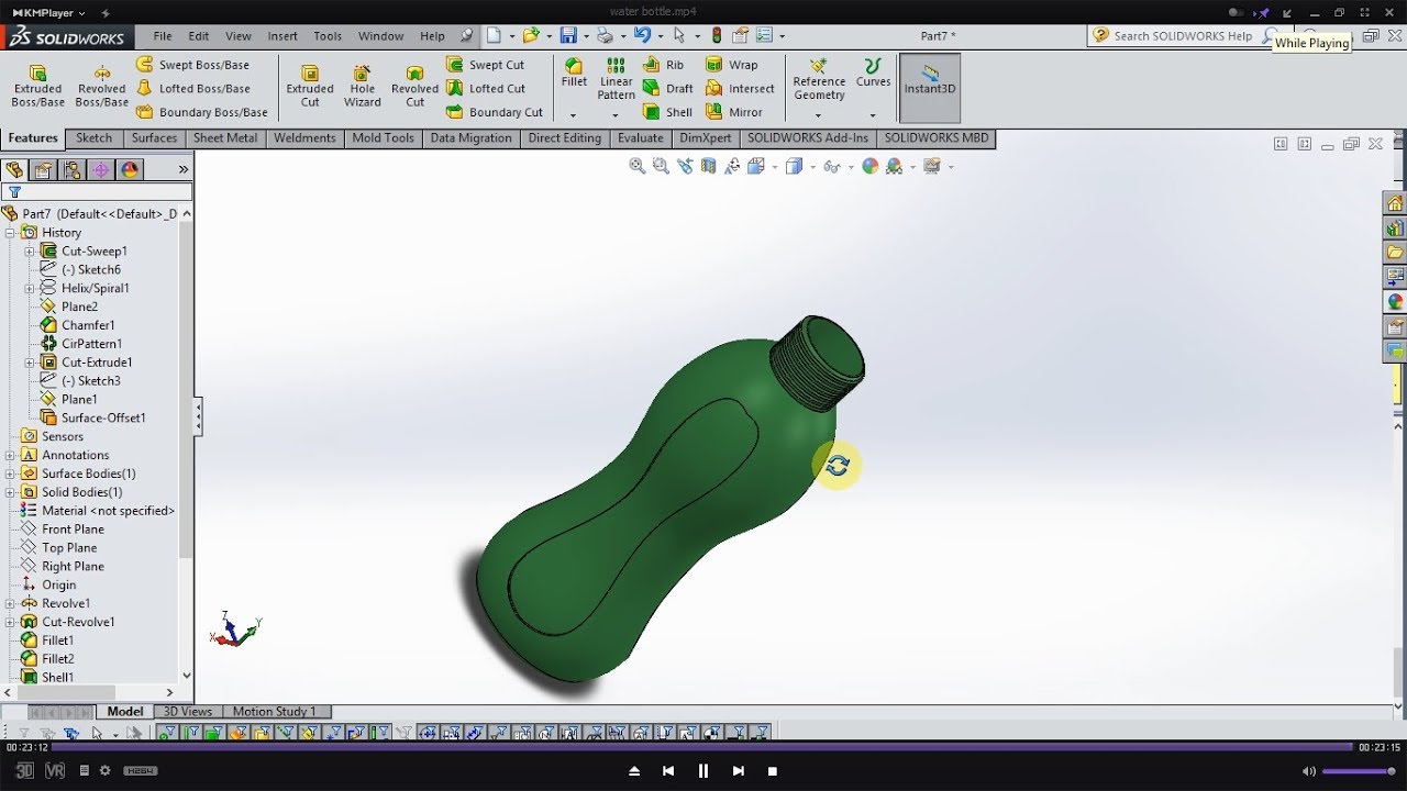 Water bottle in solidworks - YouTube