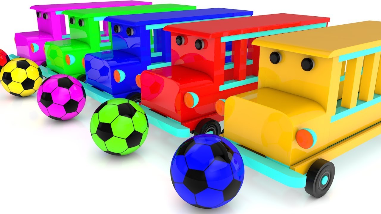 Colors For Kids to Learn With 3D Monster School Bus Soccer Ball Pit ...
