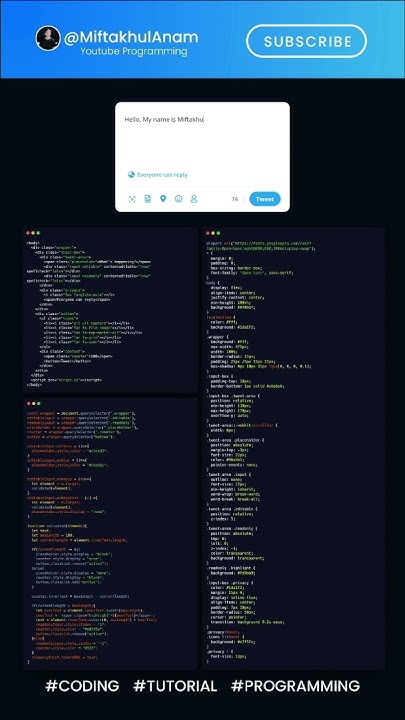 Tweet Box Ui Design Dengan Html Css Dan Javascript Coding Programming Tutorial Shorts Youtube