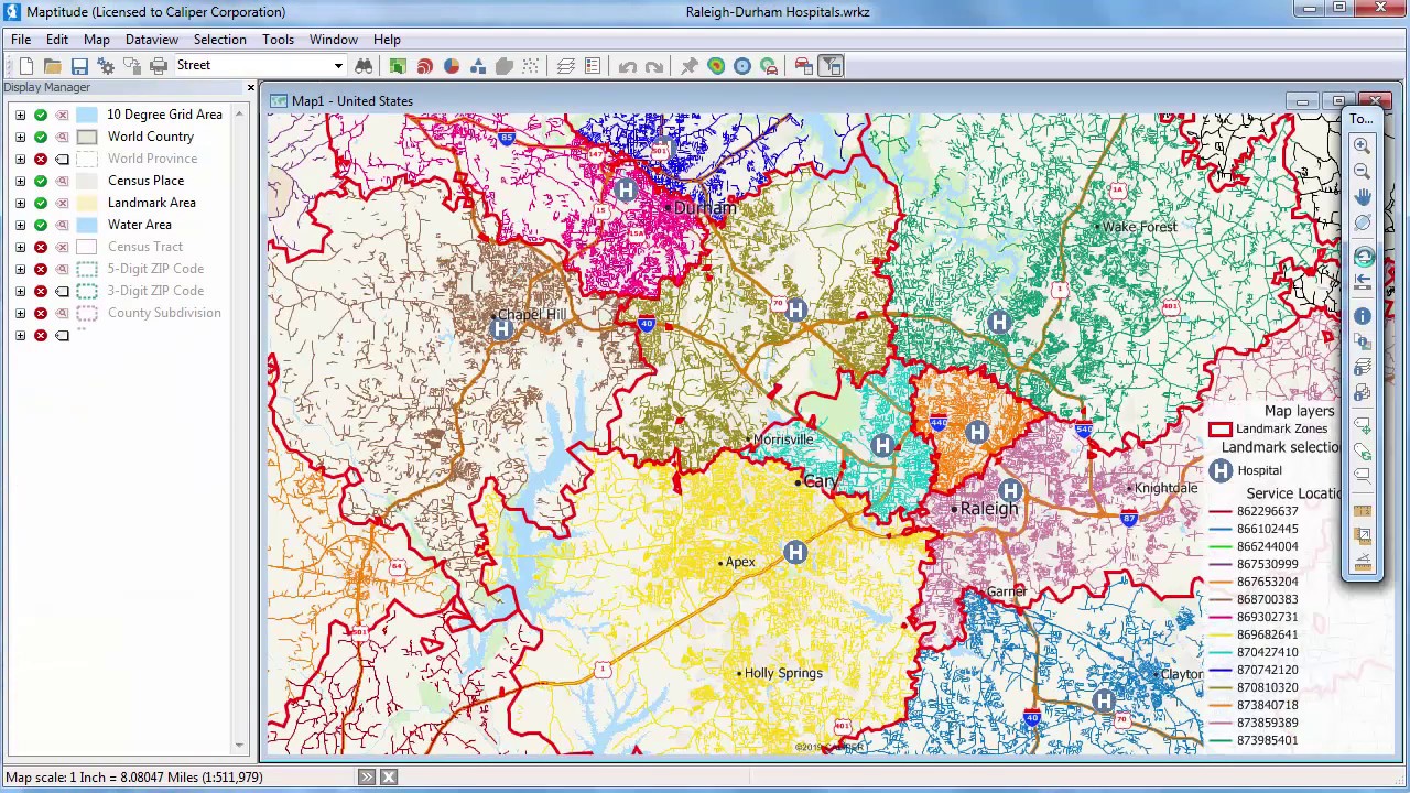 Maptitude 2019 Thiessen Polygon & Drive-Time Territories - YouTube