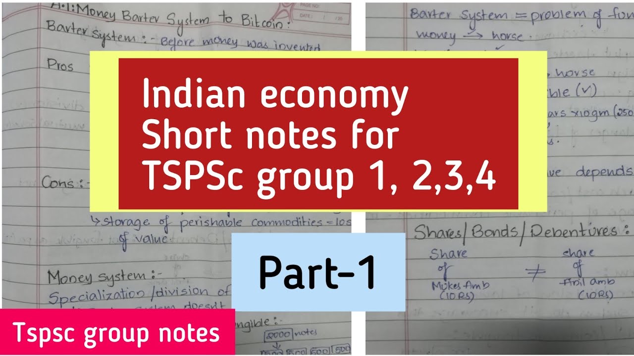 Indian Economy short notes for TSPSC GROUP - 1,2 AND FOR UPSC || TSPSC ...