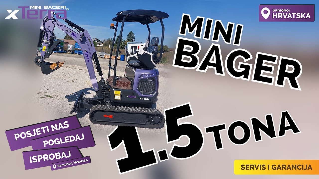 Mini bager 1,5 tona - xTerra - XT15 - XT18 - PRODAJA, ZAGREB, HRVATSKA ...