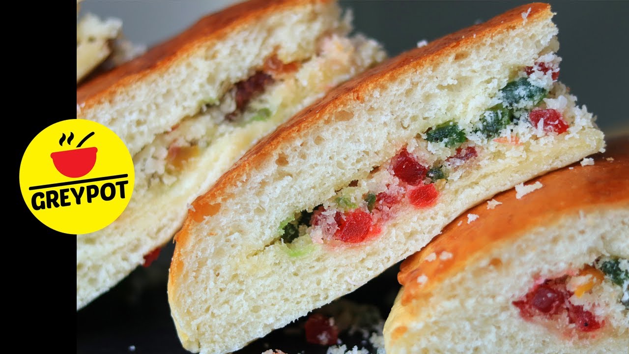 Coconut Bun with Dry Fruits | Bakery Style Dilkush | Dil pasand Sweet ...