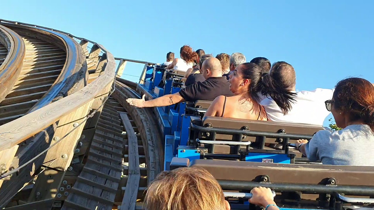 Stampida wooden rollercoaster pov portaventura theme park - YouTube