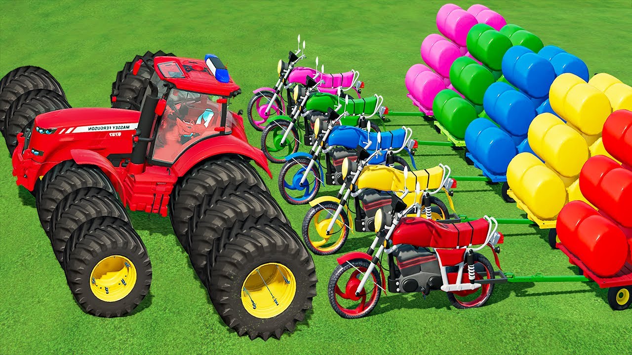 KING OF TRACTORS! MEGA HONDA MOTORS vs 12 BIG WHEELS MASSEY FERGUSON ...