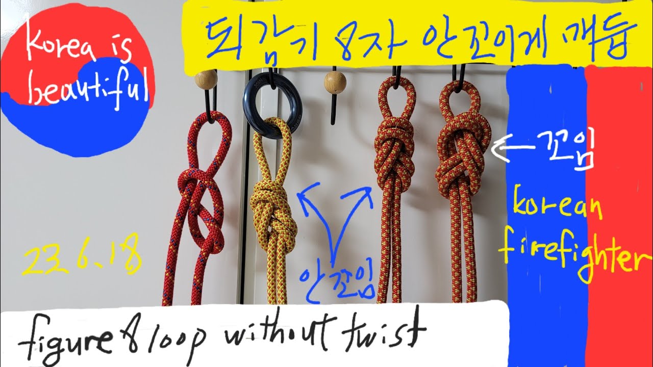 되감기8자매듭(안꼬이게묶기without twist retrace figure 8 #구조대#로프매듭#ropeknot/retrace ...