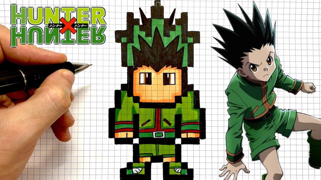 COMO DESENHAR GON PIXEL ARTE - HUNTER X HUNTER - YouTube