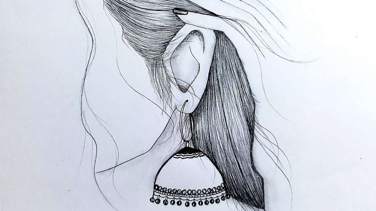 How to Draw an Ear with Earrings / কানের ঝুমকা - Pencil Drawing ...