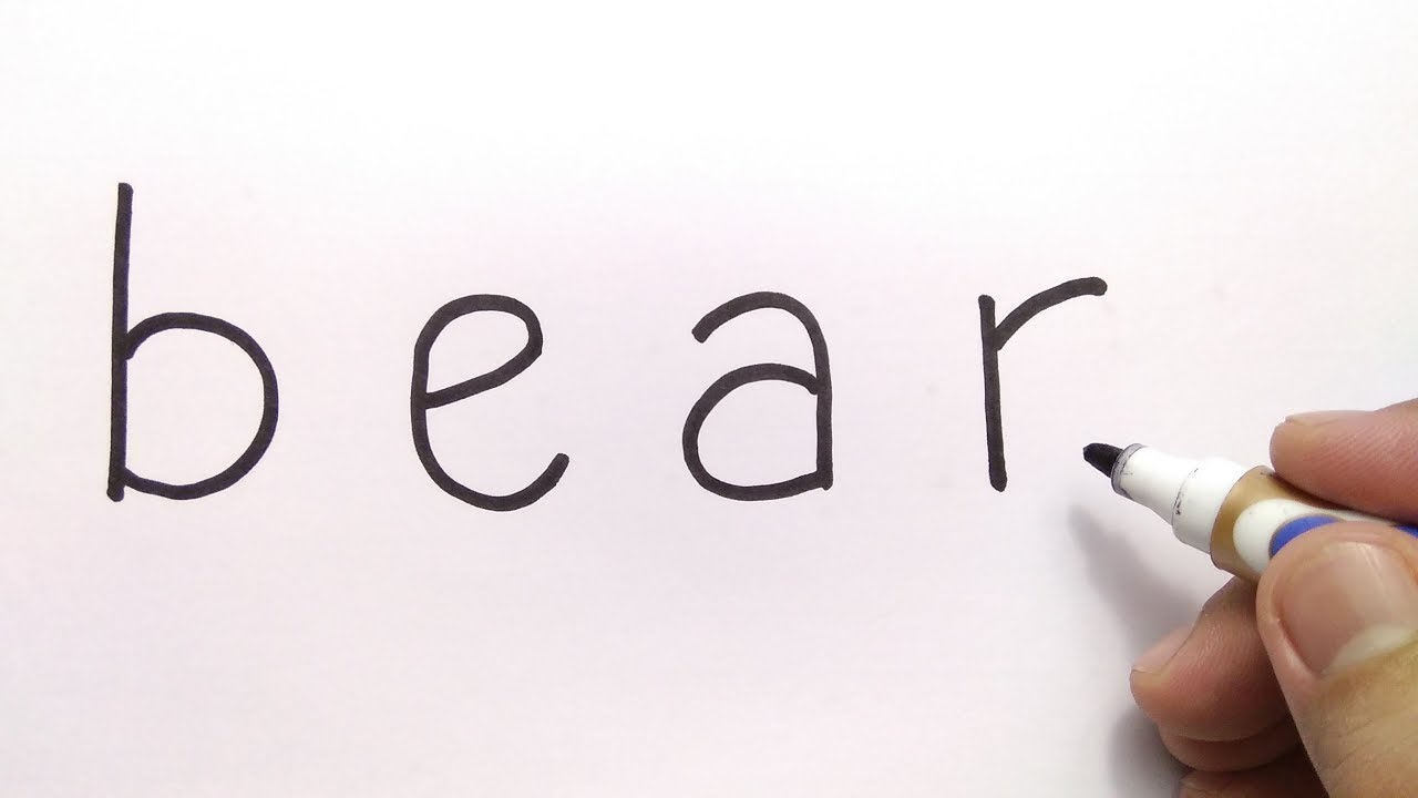 VERY EASY, HOW TO TURN WORD " BEAR " INTO A CARTOON FOR KIDS / learn ...