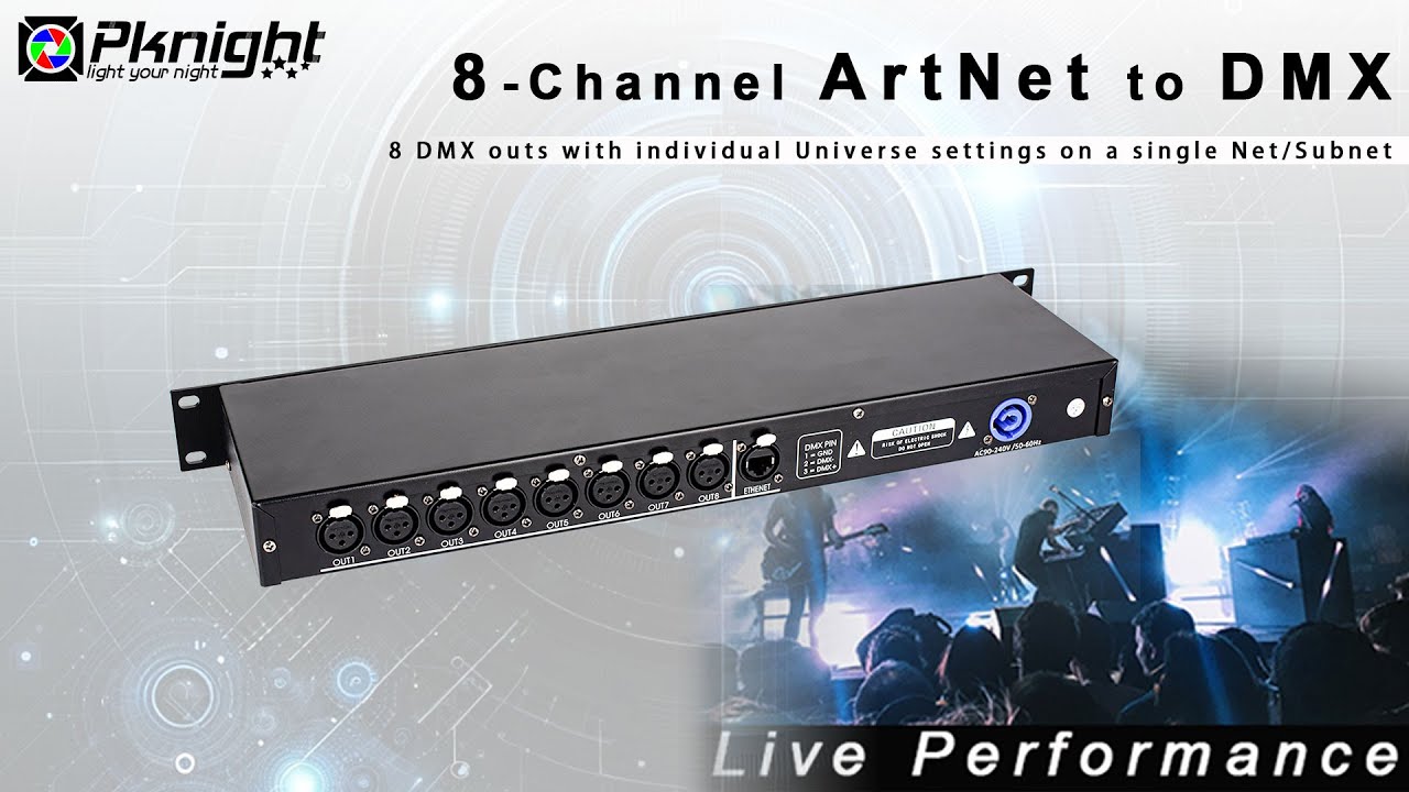 Overview of 8-channel Artnet node network controller - YouTube