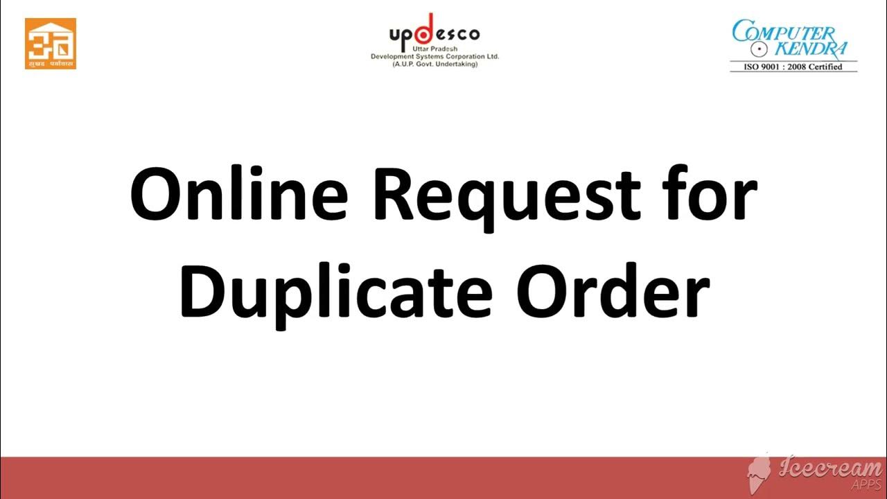 Duplicate order Training Video - YouTube