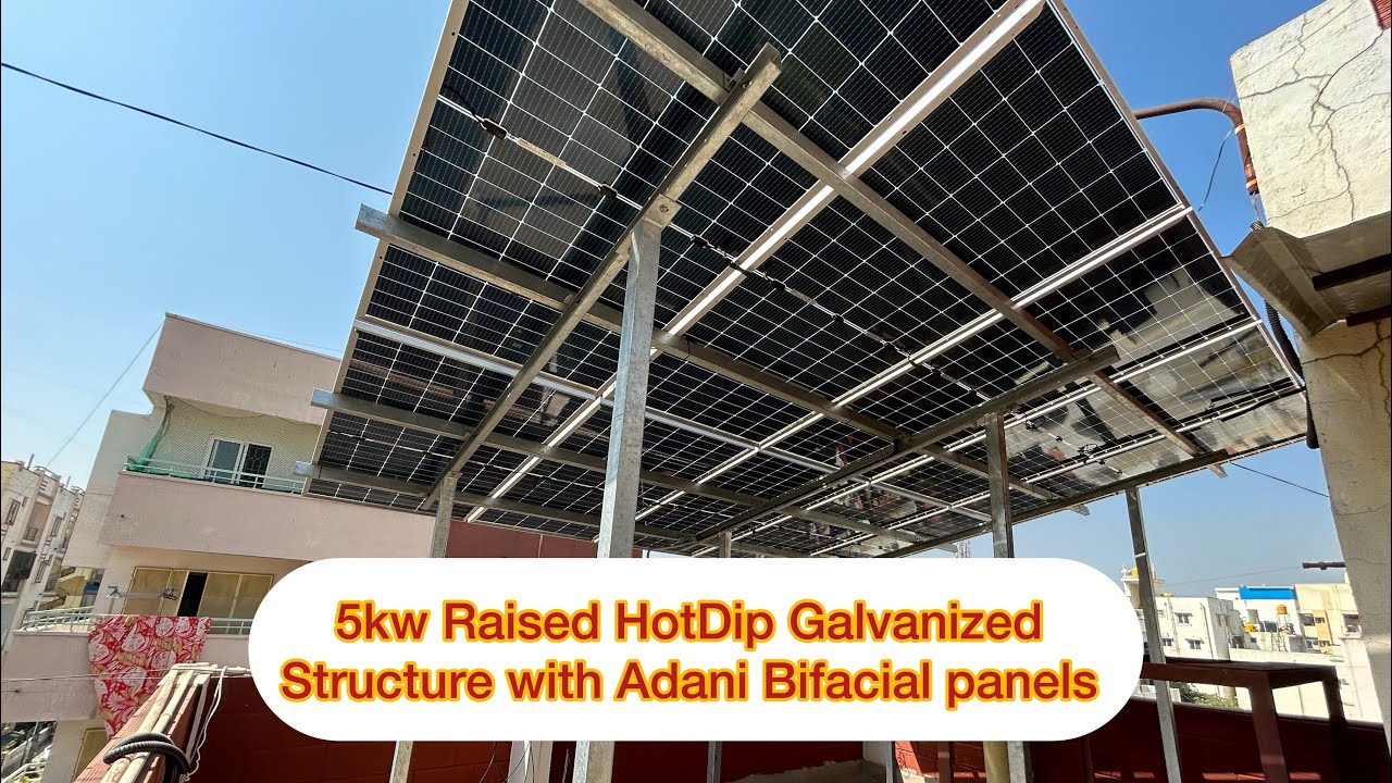 535wp Adani Bifacial panels with Raised structure 5kw - YouTube