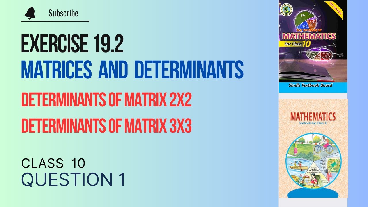 Exercise 19.2 class 10 question 1 maths | Determinants Of Matrix 2X2 ...