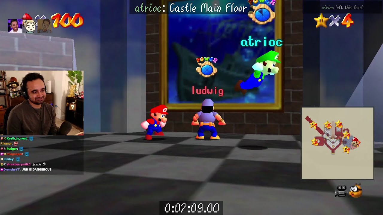[1/31/25] Mario Manhunt w/ Ludwig & Atrioc (Super Mario 64 Coop Deluxe ...