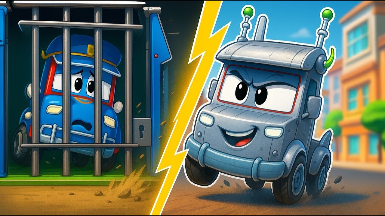 Super Politie Truck in de gevangenis door boze robot tweelingbroer ...