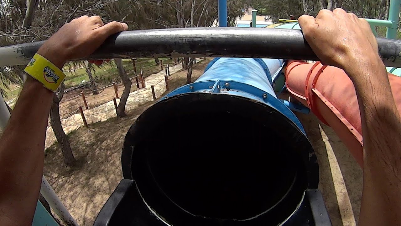 Blue Twisting Dragon Water Slide at Dreamland - YouTube