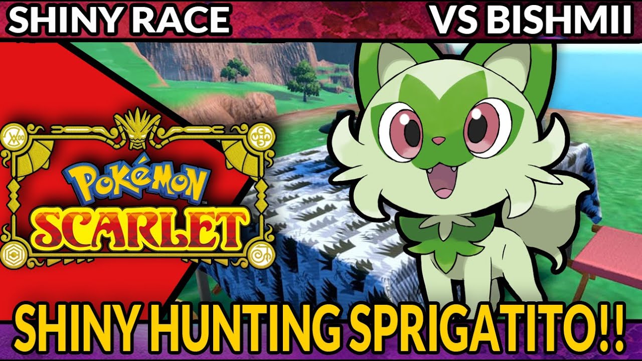 Shiny Hunting Sprigatito!! Shiny Race Vs. Bishmii - YouTube