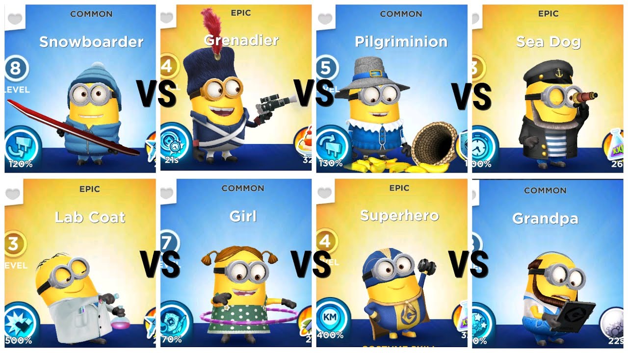 Minion Rush Snowboarder VS Grenadier VS Sea Dog VS Lab Coat VS Girl SV ...