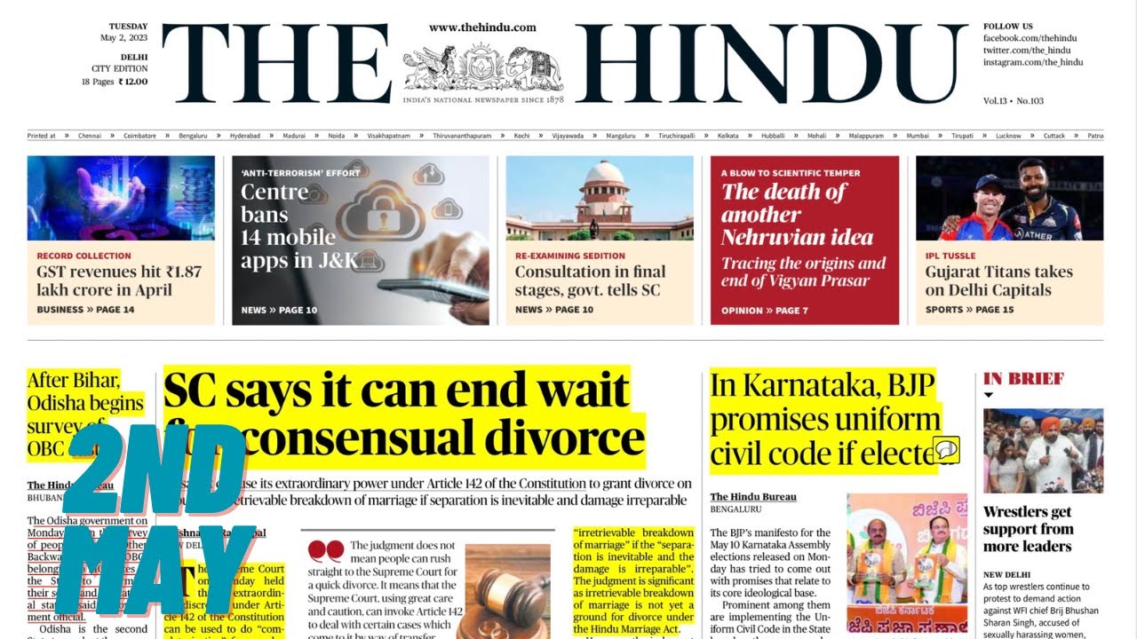 2nd May,The Hindu Newspaper Analysis | WBCS Point Of View - YouTube
