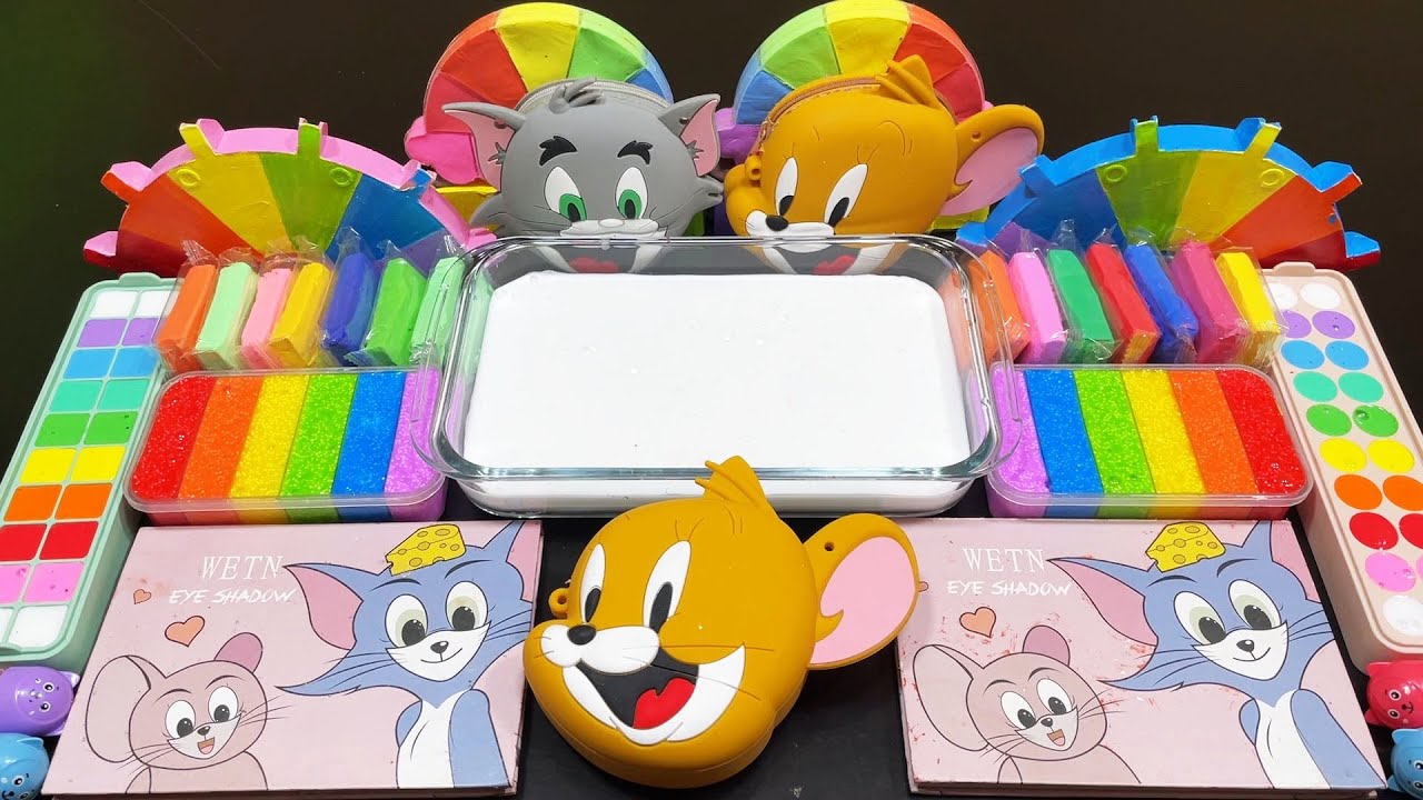 TOM and JERRY Slime !!! Mixing random into RAINBOW slime ! Satisfying ...