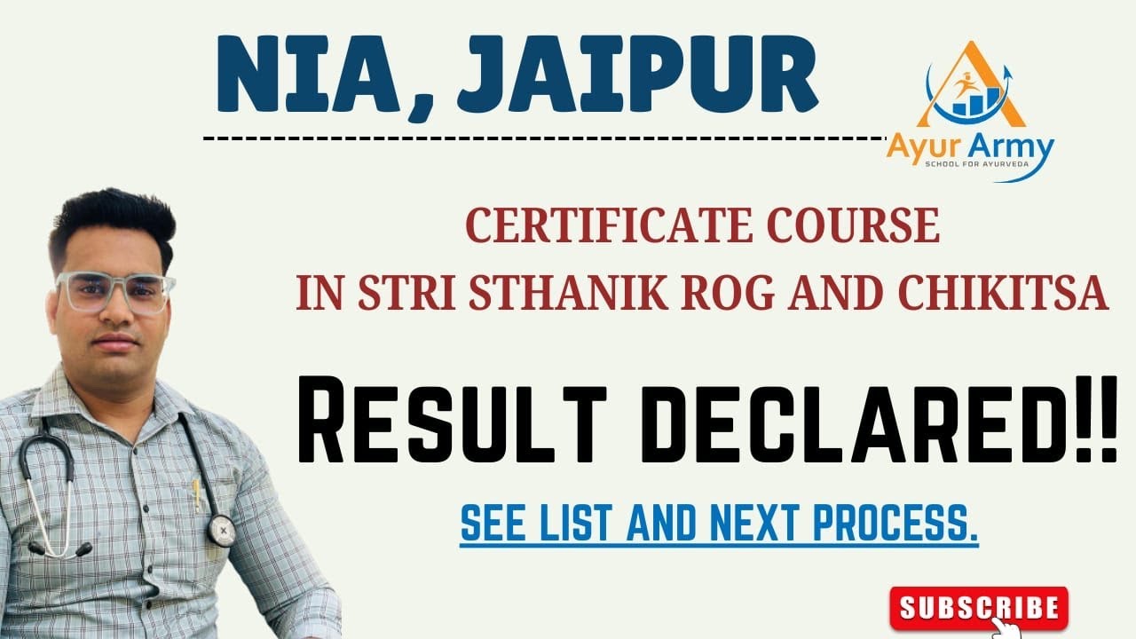 NIA Jaipur Certificate Course Sthanik Rog Chikitsa Result || Last Date ...