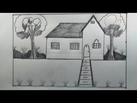 গ্রামের সুন্দর দৃশ্য আঁকাআকি | Village scenery drawing | Gramer Disho ...