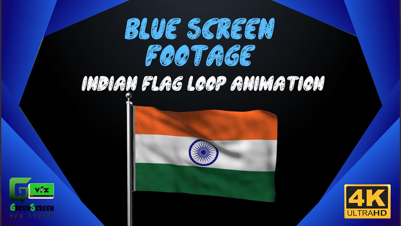 Indian Flag Loop animation green screen footage | 4K footages ...