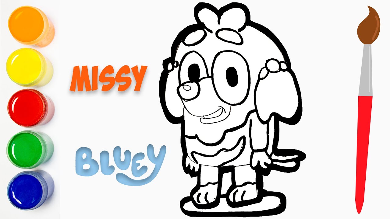 🐶 Como Dibujar Y Colorear Al Perro Missy La Valiente De Bluey - Disney ...