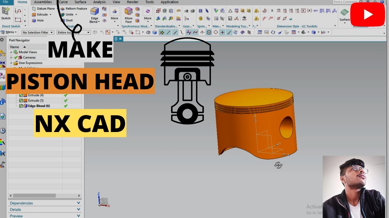 Make Piston Head in NX. /NX with Sahil/😎 - YouTube