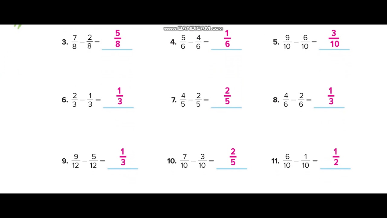 Grade 4 Chapter 9 Lesson 4 Subtract Like Fractions - YouTube