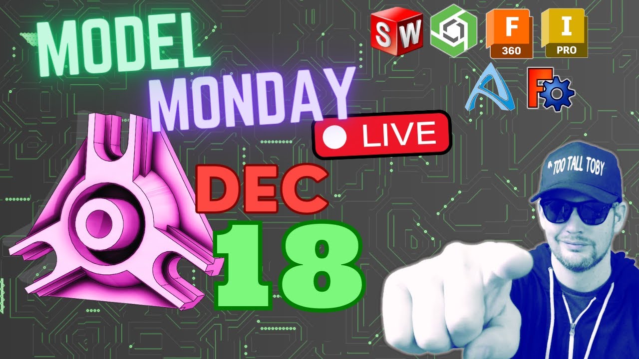 Model Monday LIVE - DEC 18- Live 3D CAD CHALLENGES for the CHAT - YouTube