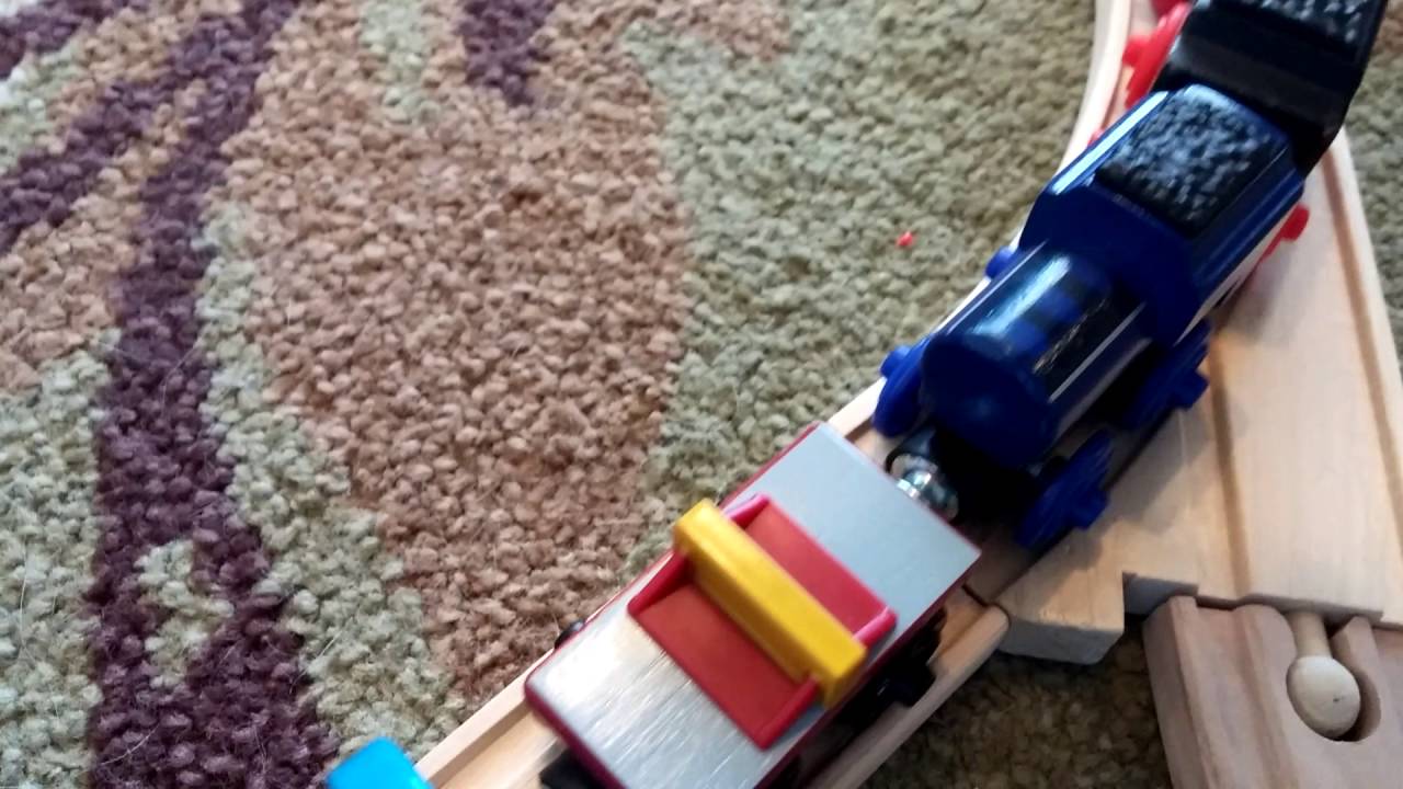 Wooden train crash - YouTube