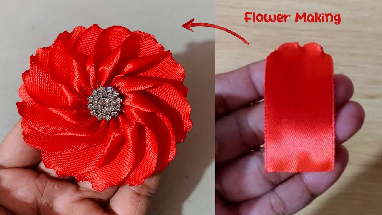 Amazing ribbon flower trick / DIY -ribbon flower Easy! Amazing ribbon ...