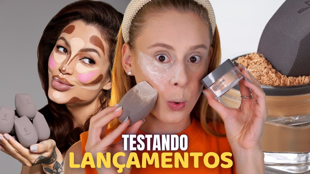 TESTANDO os LANÇAMENTOS de LP BEAUTY *Pó Full Cover, LP Blender * - YouTube