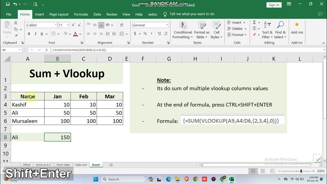 Sum of Vlookup Multiple Columns Values (Sum+Vlookup) in Excel - YouTube