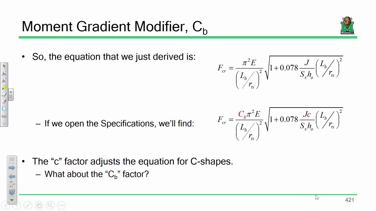CE 414 Lecture 38 Moment Gradient Modifier 2019 04 19 - YouTube