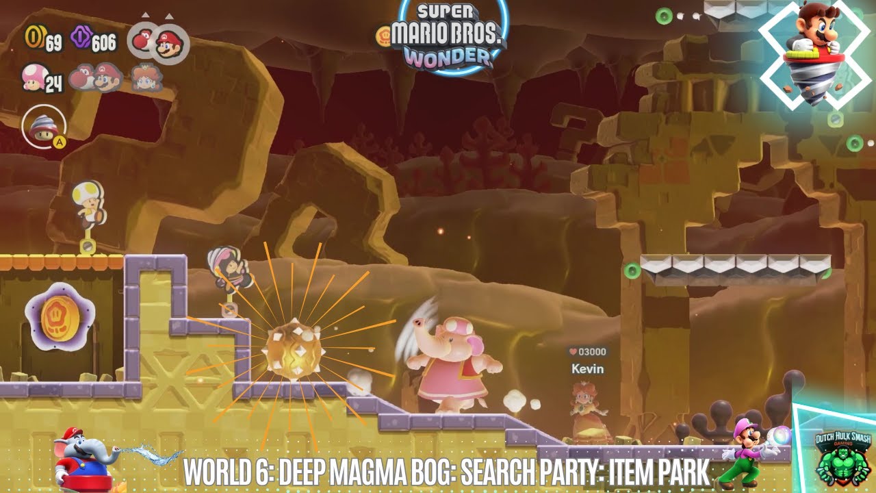 World 6: Deep Magma Bog: Search Party: Item Park in Super Mario Bros ...