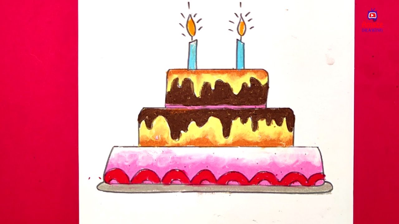 How To Draw A Cute Cake | Draw a Simple Cute Cake | Amaze Drawing - YouTube