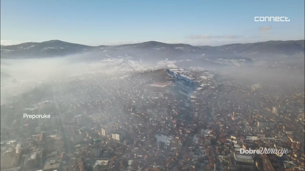 Zagađeni vazduh u Novom Pazaru: Snimak iz drona - YouTube